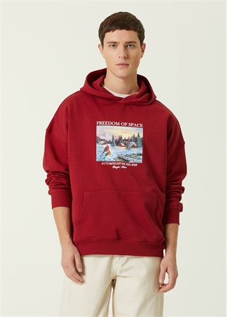 Freedom of Space Erkek Automne Hiver Bordo Kapüşonlu Sweatshirt XL EU Freedom of Space Erkek Automne Hiver Bordo Kapüşonlu Sweatshirt XL EU