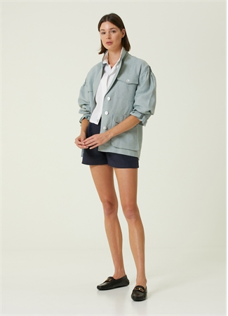 Dor Raw Luxury Kadın Pure Potentiality Mavi Kuşaklı Keten Ceket S EU