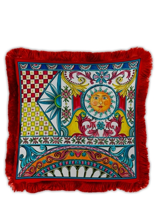 Baci Milano Sole Mio Kırmızı Püsküllü 45x45 Cm Kadife Yastık Baci Milano Sole Mio Kırmızı Püsküllü 45x45 Cm Kadife Yastık