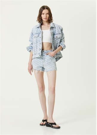 T By Alexander Wang Kadın Mavi Yüksek Bel Logolu Jean Şort 24 Us T By Alexander Wang Kadın Mavi Yüksek Bel Logolu Jean Şort 24 Us