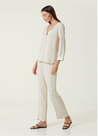 House of Silk Kadın Sophia Krem Yumuşak Pijama Takımı Bej 34 EU