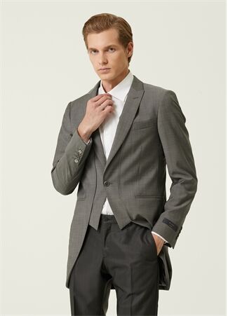 Pal Zileri Erkek Gri Kırlangıç Yaka Kesim Detaylı Yün Ceket 46 IT