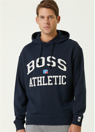 Boss Erkek Koyu Mavi Kapüşonlu Logolu Sweatshirt Lacivert S EU Boss Erkek Koyu Mavi Kapüşonlu Logolu Sweatshirt Lacivert S EU