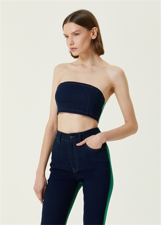 Bassigue Kadın Verdant Lacivert Yeşil Straplez Crop Jean Bluz Mavi L EU Bassigue Kadın Verdant Lacivert Yeşil Straplez Crop Jean Bluz Mavi L EU