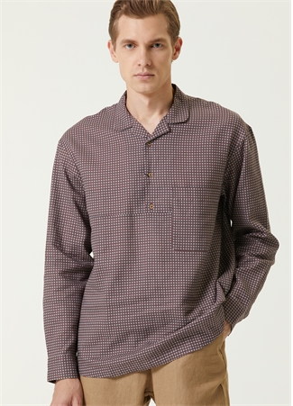 Palzileri Lab Erkek Kahverengi Mikro Desenli Cepli Keten Gömlek 4 IT Palzileri Lab Erkek Kahverengi Mikro Desenli Cepli Keten Gömlek 4 IT