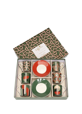 Luxuria Colorblocked 6lı Porselen Türk Kahvesi Fincan Seti Çok Renkli Luxuria Colorblocked 6lı Porselen Türk Kahvesi Fincan Seti Çok Renkli