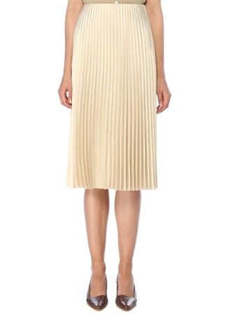 Theory Kadın Krem Pilili Midi Etek Bej 0 US