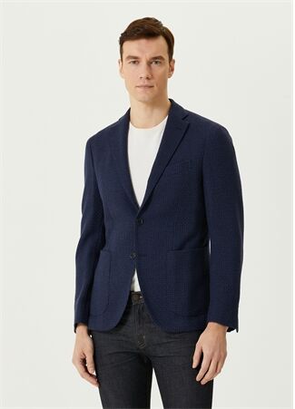 Pal Zileri Erkek Lacivert Dokulu Yün Ceket 58 IT
