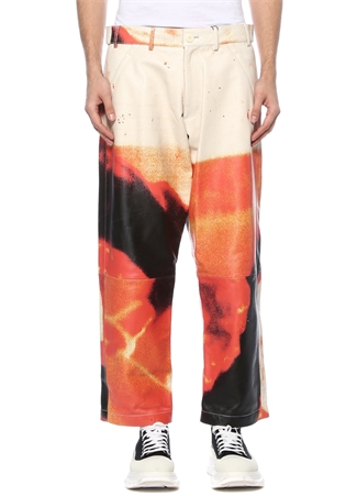 Diablo34 Erkek A Guilty Pleasure Batik Desenli Deri Pantolon Beyaz S EU Diablo34 Erkek A Guilty Pleasure Batik Desenli Deri Pantolon Beyaz S EU