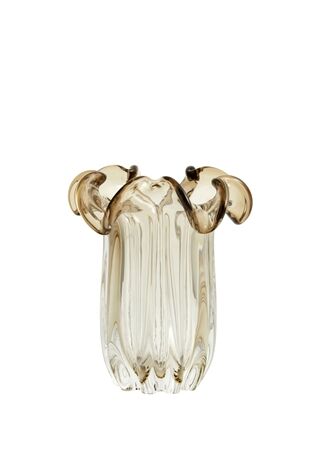 Nordal Kataja Large Bej Çizgi Dokulu Cam Vazo Kahverengi