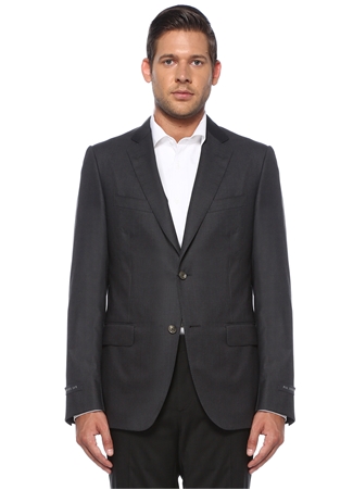 Pal Zileri Erkek Antrasit Kelebek Yaka Yün Ceket Gri 50 IT