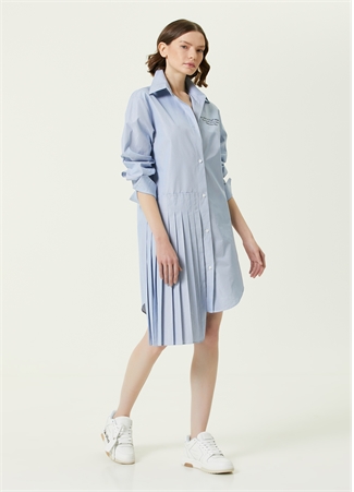 Off-white Kadın Mavi Beyaz Pili Detaylı Asimetrik Kesim Elbise 40 It Off-white Kadın Mavi Beyaz Pili Detaylı Asimetrik Kesim Elbise 40 It