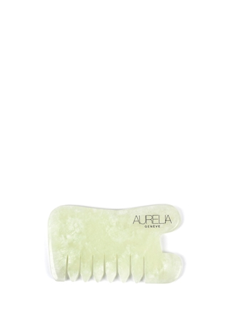 Aurelia Genève Beyaz Tarak Şekilli Yeşim Gua Sha Masaj Taşı