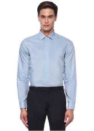 Caruso Erkek Mavi İngiliz Yaka Gömlek 39 IT