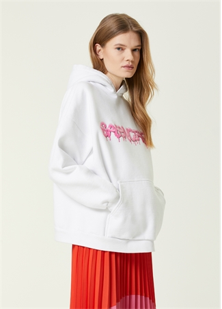 Balenciaga Kadın Beyaz Kapüşonlu Logolu Sweatshirt 2 US Balenciaga Kadın Beyaz Kapüşonlu Logolu Sweatshirt 2 US