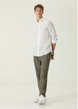 Beymen Collection Erkek Comfort Fit Beyaz Düğmeli Yaka Keten Gömlek S EU Beymen Collection Erkek Comfort Fit Beyaz Düğmeli Yaka Keten Gömlek S EU