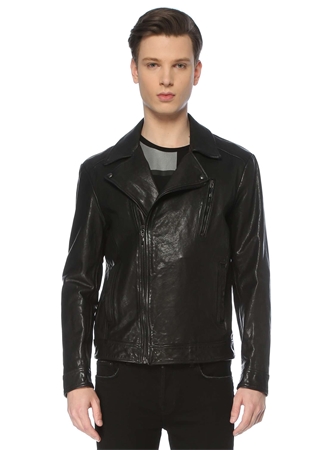 Palzileri Lab Erkek Siyah Kelebek Yaka Deri Mont 50 IT