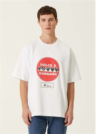 Dolce&Gabbana Erkek Beyaz Logo Detaylı T-shirt S EU
