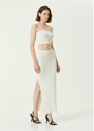 Aya Muse Kadın Krem Yırtmaç Detaylı Midi Etek Bej S EU Aya Muse Kadın Krem Yırtmaç Detaylı Midi Etek Bej S EU