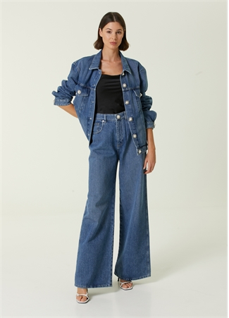 Miu Kadın Loose Fit Mavi Jean Pantolon 26 US