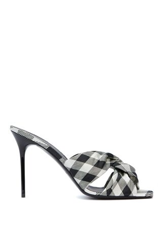 Balmain Kadın Siyah Beyaz Ekose Desenli Terlik 38 EU