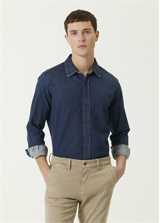 7 For All Mankind Erkek Mavi Polo Yaka Denim Gömlek Lacivert S EU 7 For All Mankind Erkek Mavi Polo Yaka Denim Gömlek Lacivert S EU