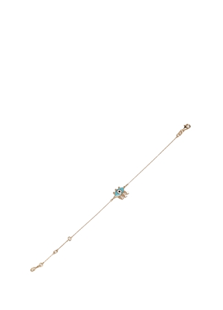 Collection-Selda Jewellery Kadın Göz Turkuaz Mineli Pırlantalı Altın Rengi Bileklik EU