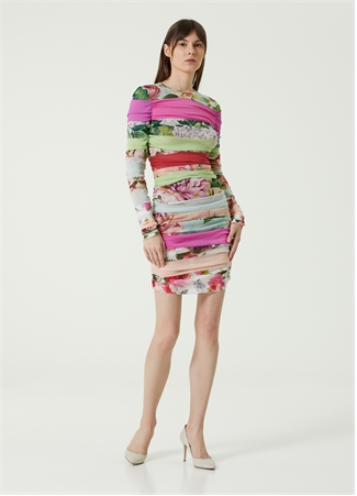Dolce&Gabbana Kadın Yeşil Pembe Çiçek Desenli Mini İpek Elbise 42 IT Dolce&Gabbana Kadın Yeşil Pembe Çiçek Desenli Mini İpek Elbise 42 IT