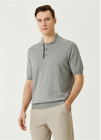 Canali Erkek Gri Polo Yaka Kısa Kollu Triko 54 IT Canali Erkek Gri Polo Yaka Kısa Kollu Triko 54 IT