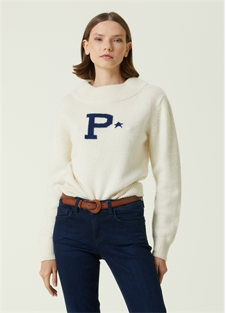 Polo Ralph Lauren Kadın Krem Ribli Logolu Yün Kazak Lacivert XS EU Polo Ralph Lauren Kadın Krem Ribli Logolu Yün Kazak Lacivert XS EU