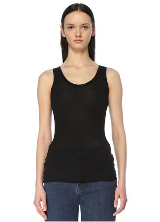 American Vintage Kadın Siyah U Yaka Kolsuz T-shirt M EU