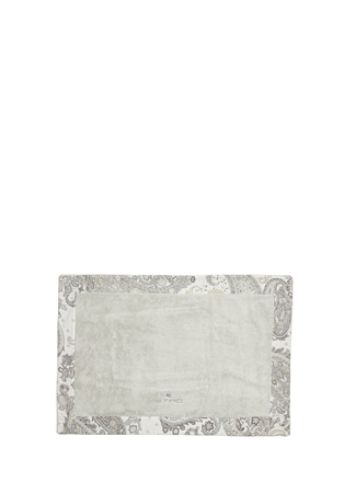 Etro Home Gri Kenarları Şal Desenli Banyo Halısı