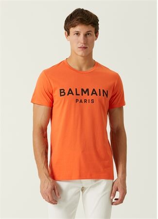 Balmain Erkek Turuncu Logo Detaylı T-shirt XL EU