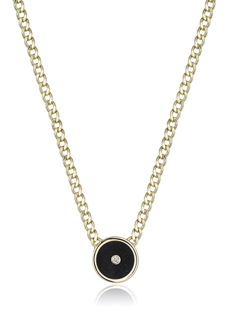Sim&Roz Kadın Yuvarlak Formlu Altın Rengi Kolye Siyah EU Sim&Roz Kadın Yuvarlak Formlu Altın Rengi Kolye Siyah EU