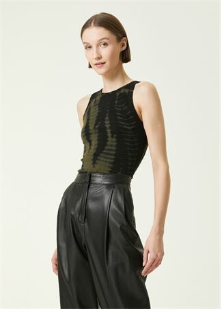 Allsaints Kadın Rina Siyah Haki Desenli Kolsuz Bluz 0 UK