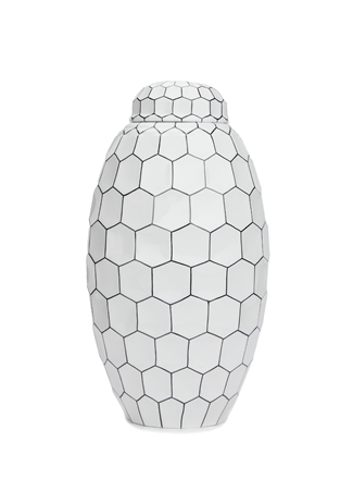 Beyz-i Şah Beyaz Petek Formlu Büyük Porselen Küp Beyz-i Şah Beyaz Petek Formlu Büyük Porselen Küp