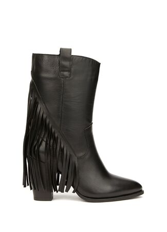 Divarese Kadın Siyah Püskül Detaylı Deri Bot 36 EU