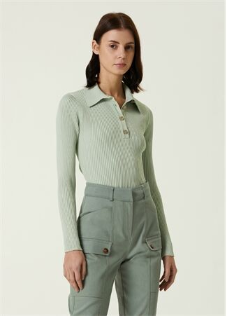 Network Kadın Slim Fit Mint Kazak Yeşil XS EU