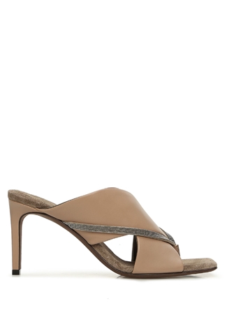 Brunello Cucinelli Kadın Vizon Parmak Detaylı Deri Terlik Bej 38 EU