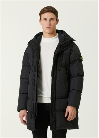 Stone Island Erkek Siyah Kapüşonlu Parka L EU