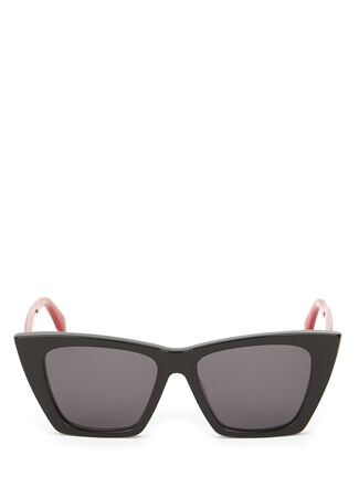 Alexander McQueen Kadın Kırmızı Siyah Cat Eye Formlu Güneş Gözlüğü EU