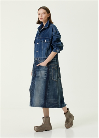 Balenciaga Kadın Mavi Patchwork Detaylı Midi Jean Elbise 34 IT Balenciaga Kadın Mavi Patchwork Detaylı Midi Jean Elbise 34 IT