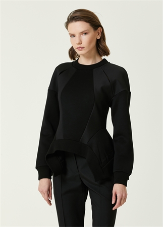 Alexander McQueen Kadın Siyah Garnili Asimetrik Kesim Triko 40 IT Alexander McQueen Kadın Siyah Garnili Asimetrik Kesim Triko 40 IT