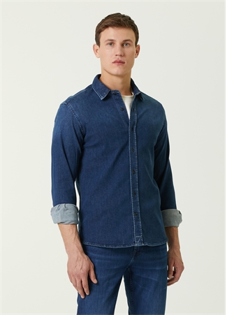 7 For All Mankind Erkek Slim Fit Mavi Denim Gömlek S EU 7 For All Mankind Erkek Slim Fit Mavi Denim Gömlek S EU