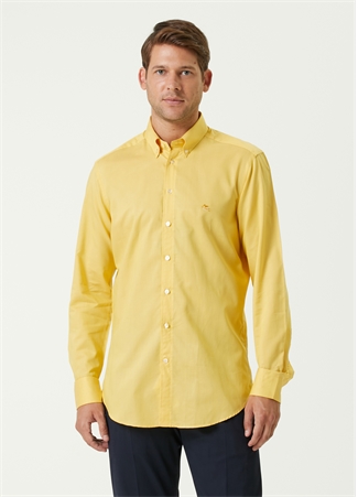 Etro Erkek Sarı Düğmeli Yaka Gömlek 42 IT