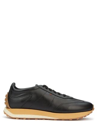 Santoni Sport Erkek Siyah Deri Sneaker 6 UK