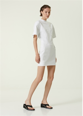 T by Alexander Wang Kadın Beyaz Dik Yaka Cepli Mini Jersey Elbise XS EU T by Alexander Wang Kadın Beyaz Dik Yaka Cepli Mini Jersey Elbise XS EU