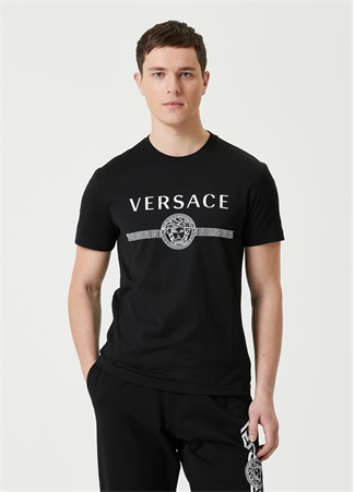 Versace Erkek Siyah Logo Baskılı Basic T-shirt S EU Versace Erkek Siyah Logo Baskılı Basic T-shirt S EU