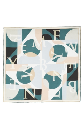 Beymen Kadın Geometrik Logo Desenli 90x90 İpek Eşarp Mavi EU Beymen Kadın Geometrik Logo Desenli 90x90 İpek Eşarp Mavi EU