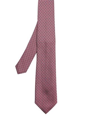 Canali Erkek Bordo Geometrik Desenli İpek Kravat EU